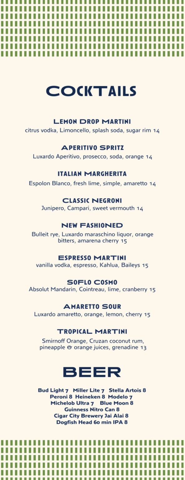 Menus - Il Bellagio